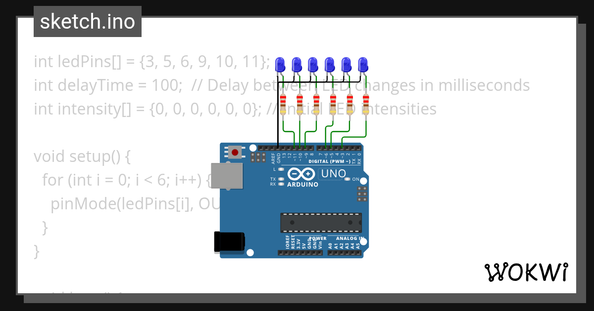 6x Pwm Led Copy Wokwi Esp32 Stm32 Arduino Simulator