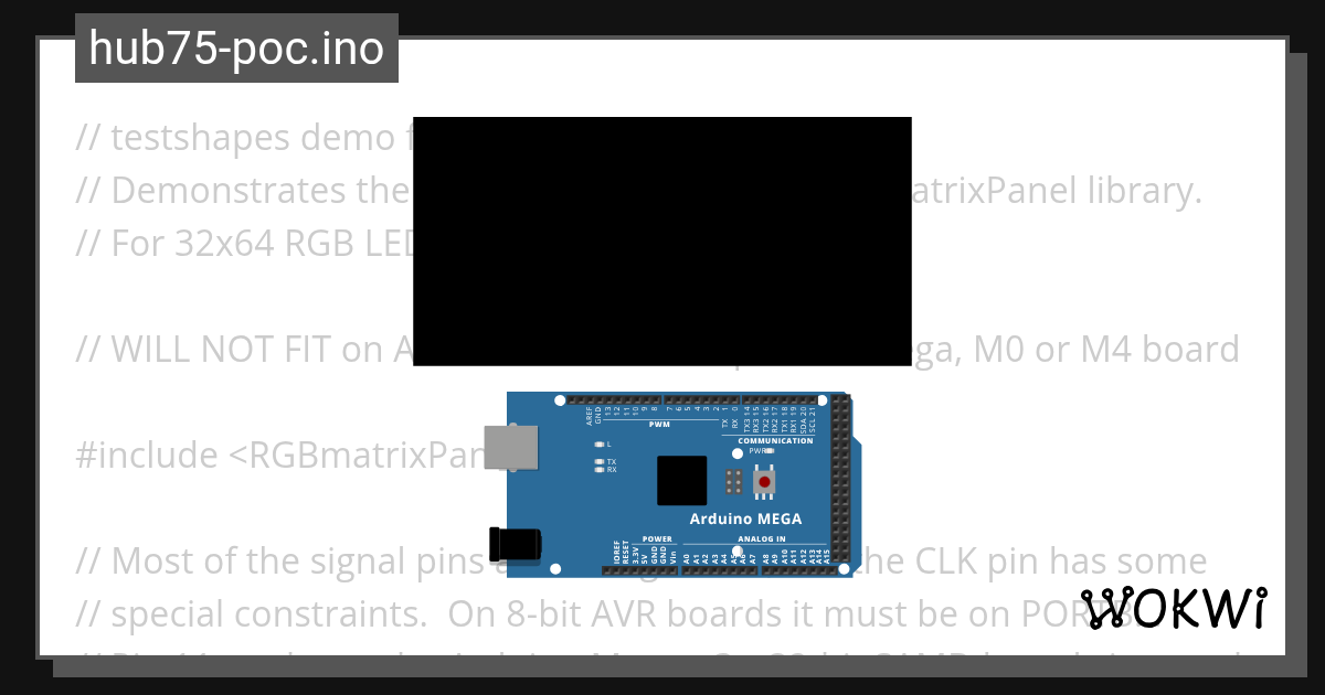hub75-poc.ino Copy - Wokwi ESP32, STM32, Arduino Simulator