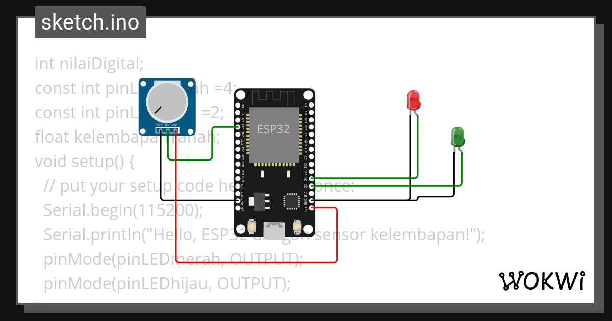 potensiomter projek terbalik hidup lampunya - Wokwi ESP32, STM32, Arduino Simulator