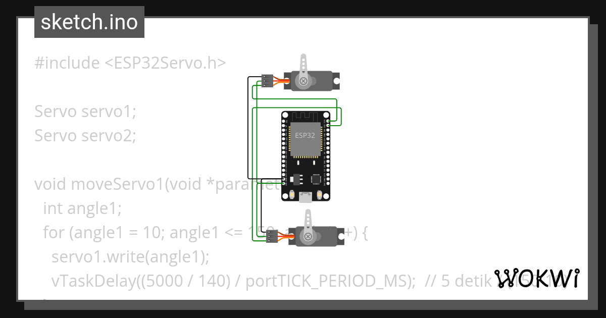 2 motor servo - Wokwi ESP32, STM32, Arduino Simulator