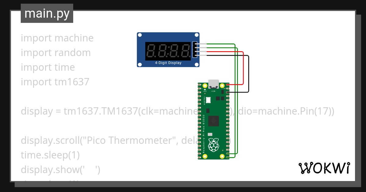PicoTM1637 Copy - Wokwi ESP32, STM32, Arduino Simulator