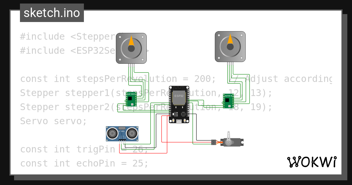 2 Stepper 1 Servo Wokwi Esp32 Stm32 Arduino Simulator 8488