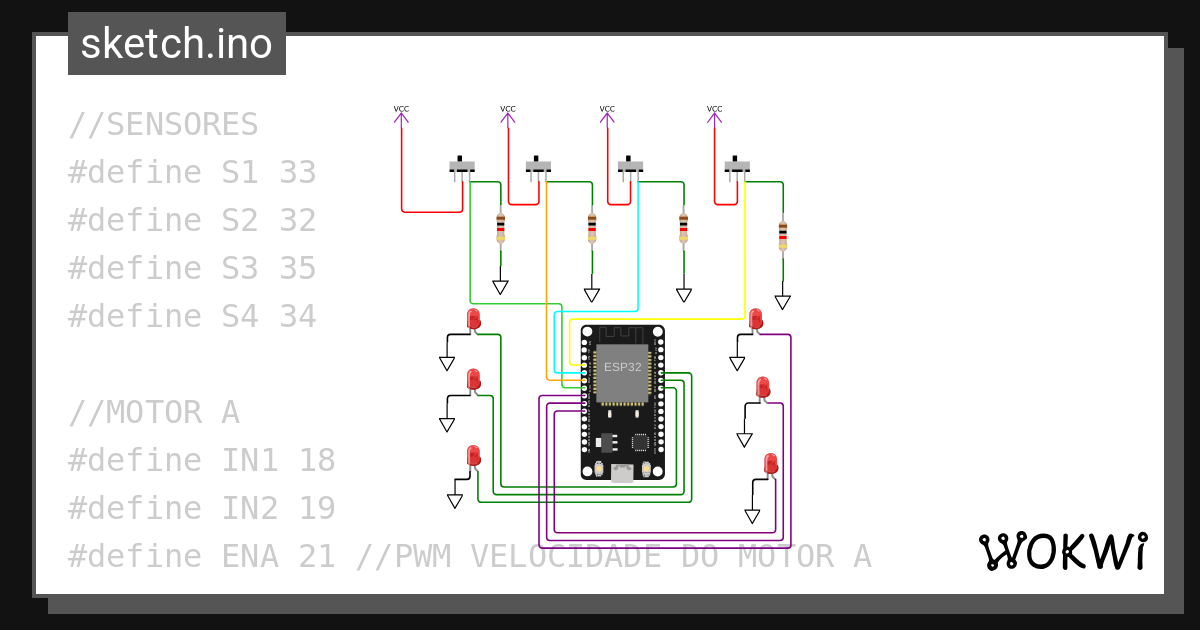 Carrinho Wokwi Esp32 Stm32 Arduino Simulator