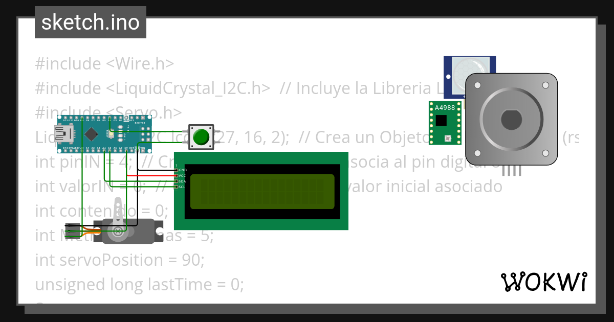 servo adelante atras 1 y final con mensaje llenado - Wokwi ESP32, STM32, Arduino Simulator