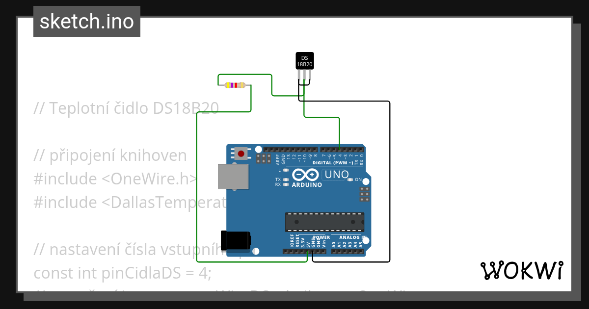 Zapojeni Cidla Ds18b20 Copy Wokwi Esp32 Stm32 Arduino Simulator