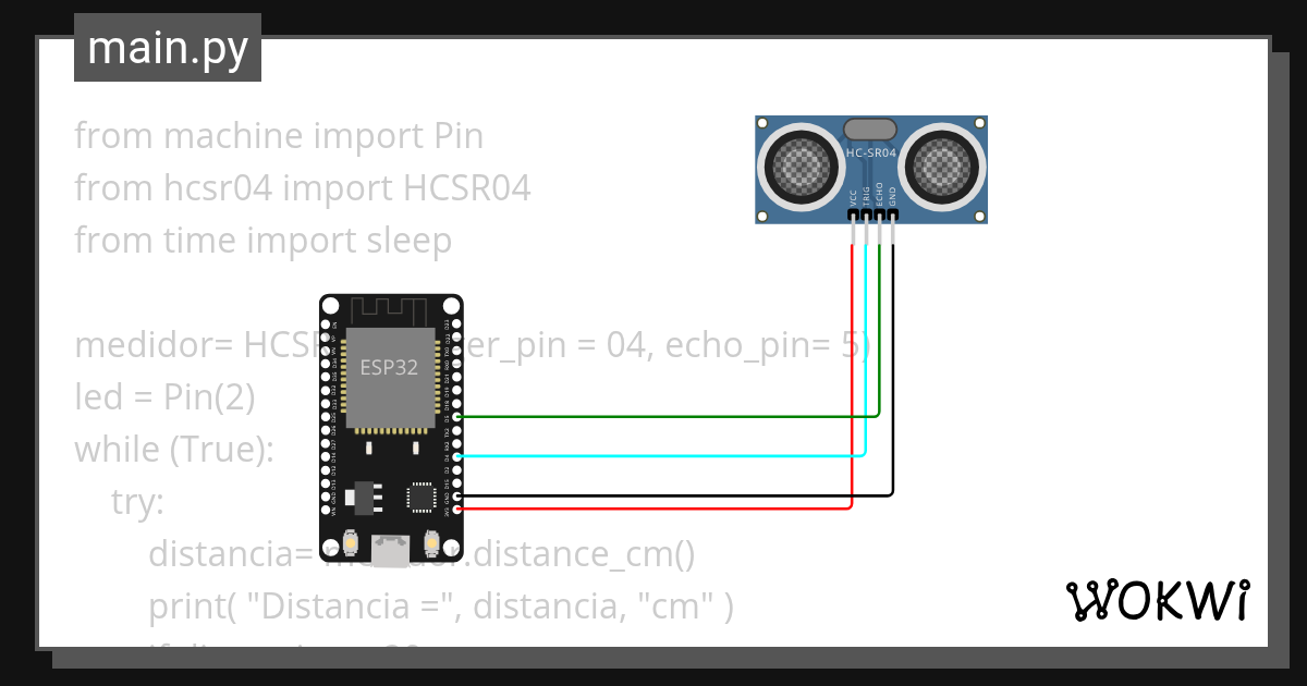 Practica ultrasonico - Wokwi ESP32, STM32, Arduino Simulator