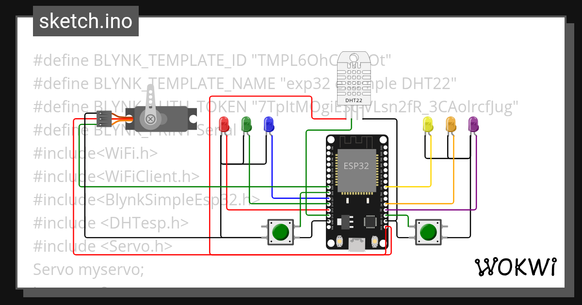 exp32 example DHT22 - Wokwi ESP32, STM32, Arduino Simulator