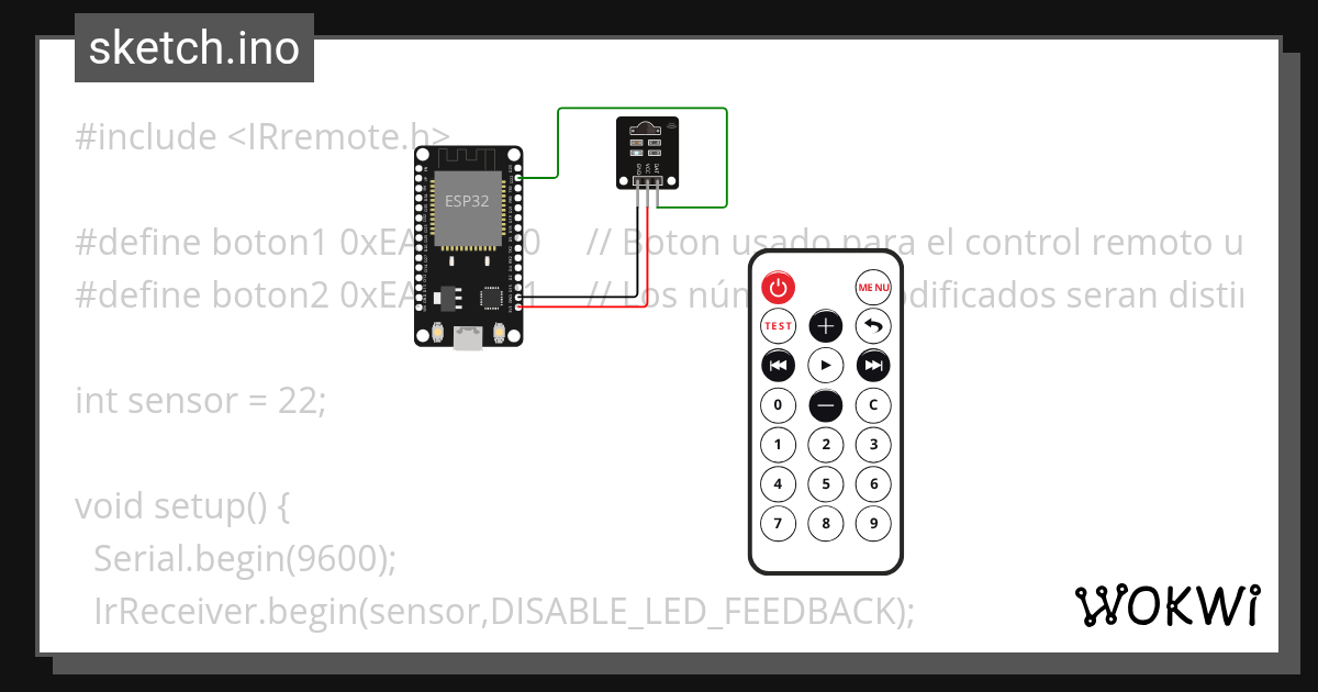 Sensor-IR control - Wokwi ESP32, STM32, Arduino Simulator