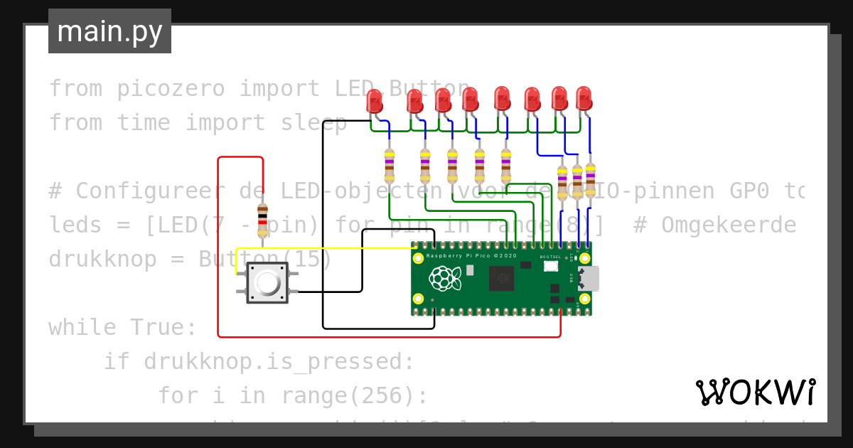 Binaire Teller Picozero Wokwi Esp32 Stm32 Arduino Simulator