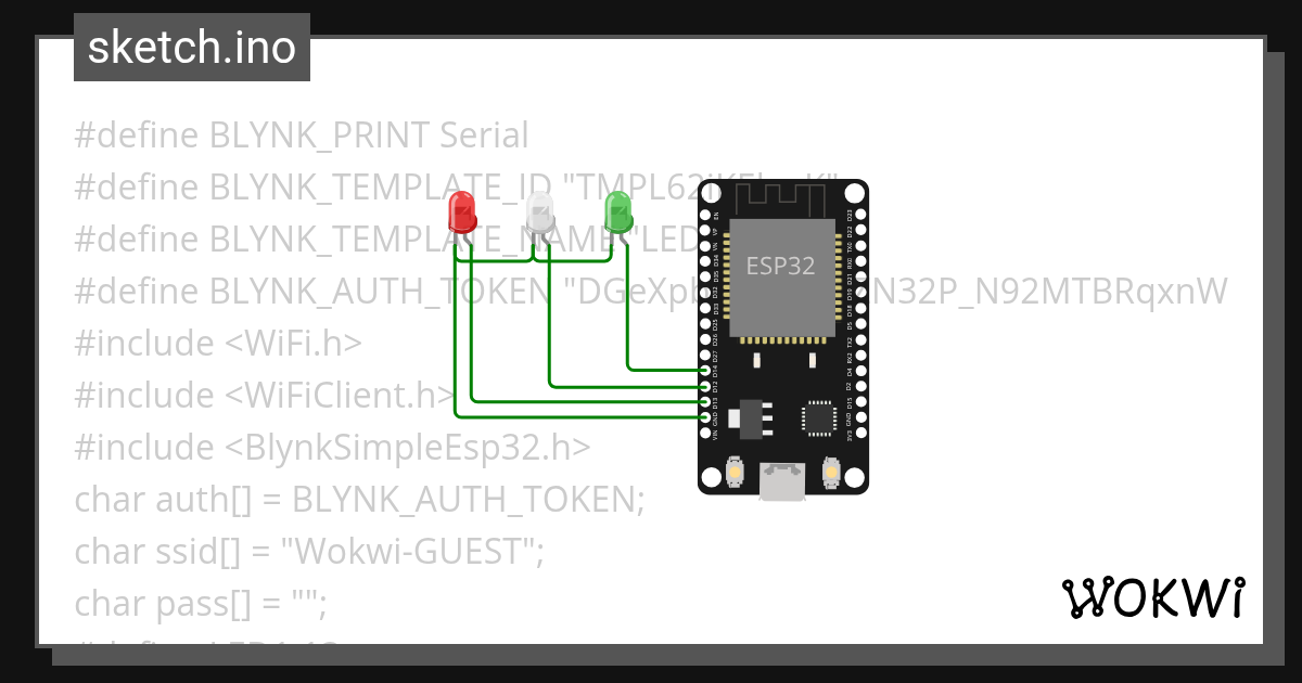 3 Led Blynk Wokwi Esp32 Stm32 Arduino Simulator