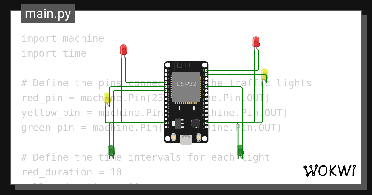 Traffic Management Wokwi Esp32 Stm32 Arduino Simulator 8419