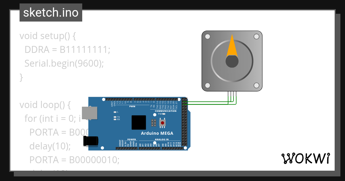 Motor Steper Binary Wokwi Esp32 Stm32 Arduino Simulator 