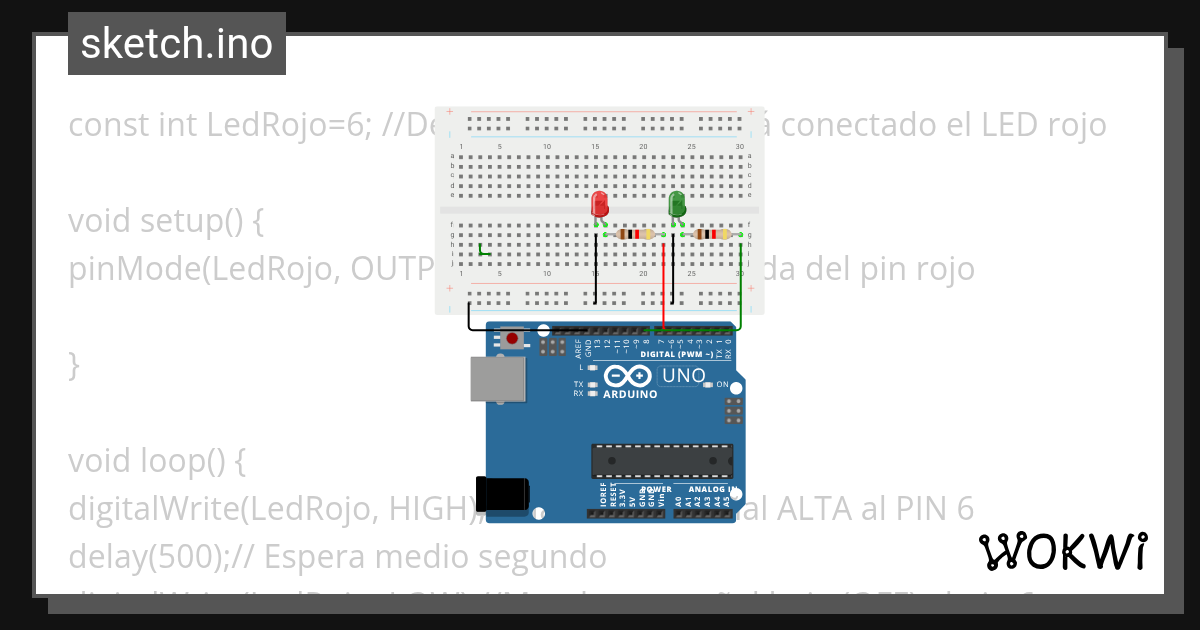 Led parpadeo - Wokwi ESP32, STM32, Arduino Simulator
