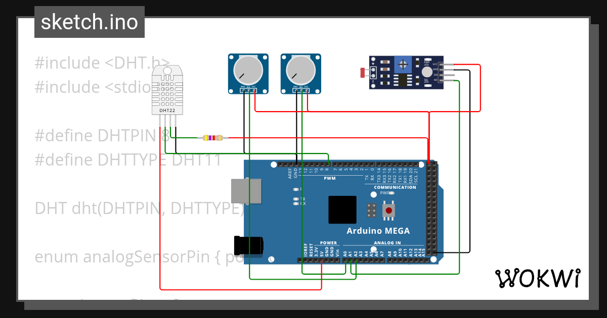 mega sensor HUB - Wokwi ESP32, STM32, Arduino Simulator