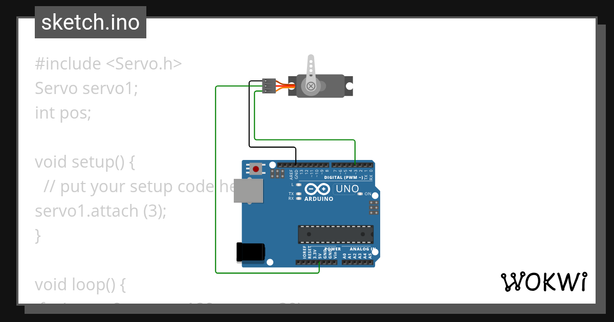 servo gerak 0-180 - Wokwi ESP32, STM32, Arduino Simulator