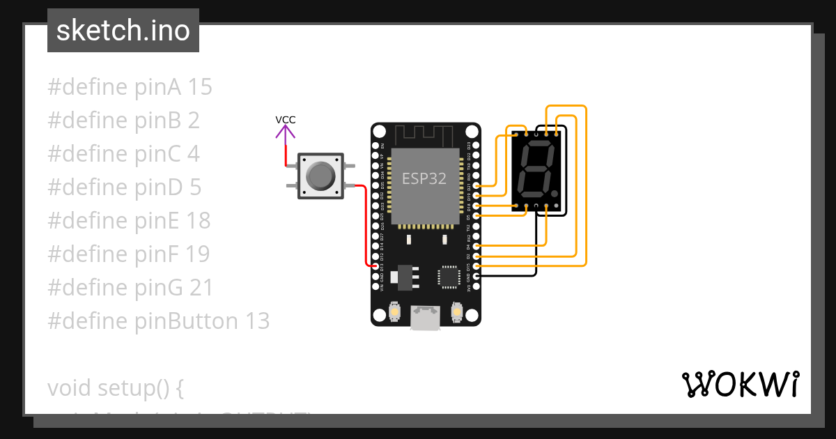 Display 7 segmentos - Wokwi ESP32, STM32, Arduino Simulator