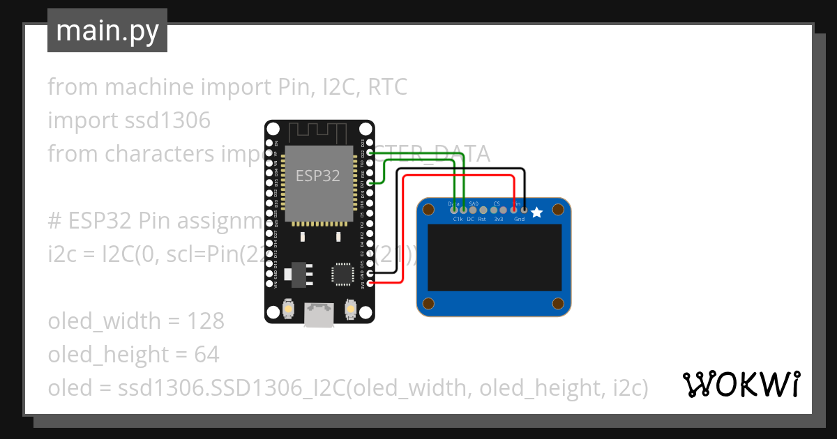 OLED Chinese Font Copy - Wokwi ESP32, STM32, Arduino Simulator