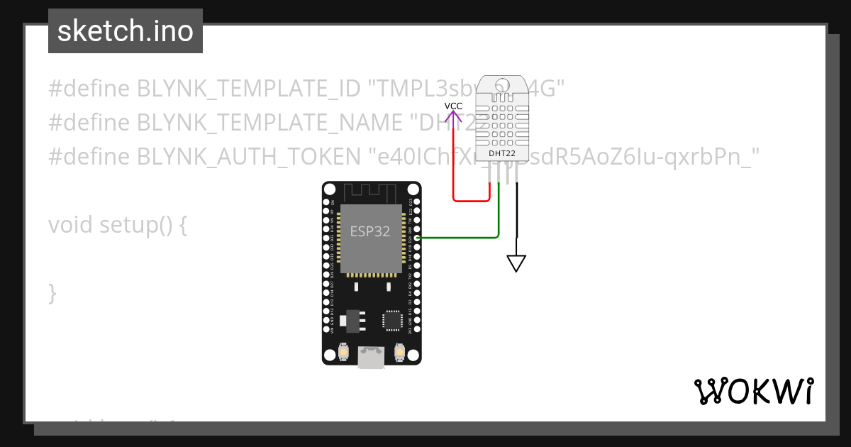 DHT22 using Blynk - Wokwi ESP32, STM32, Arduino Simulator