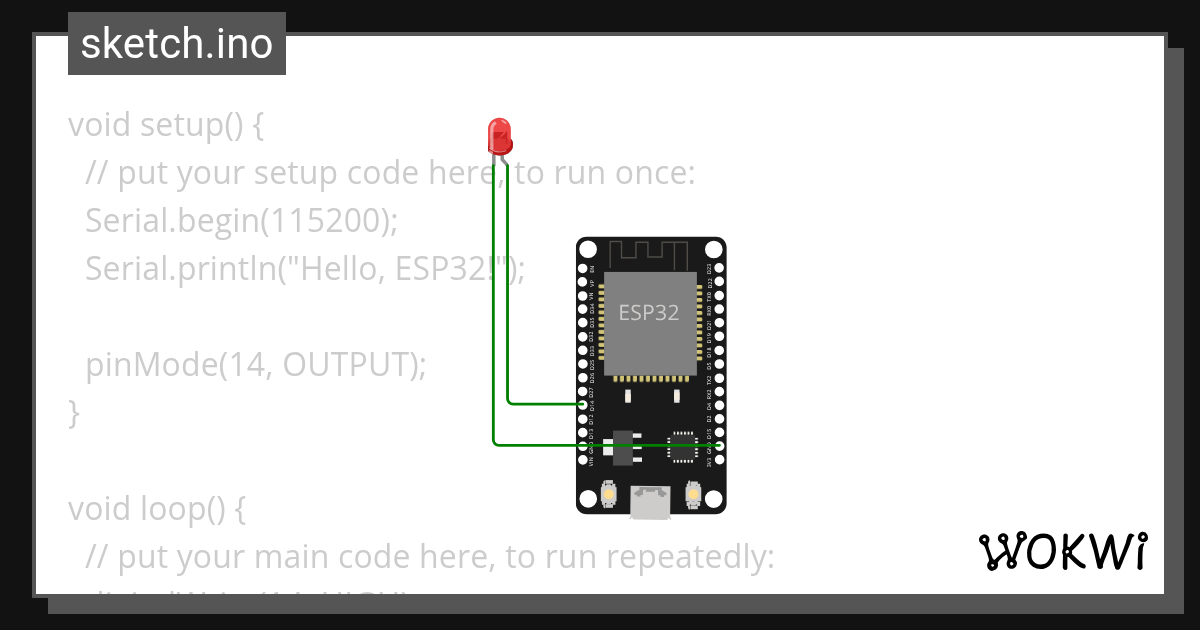 Led Flashing Wokwi Esp32 Stm32 Arduino Simulator 