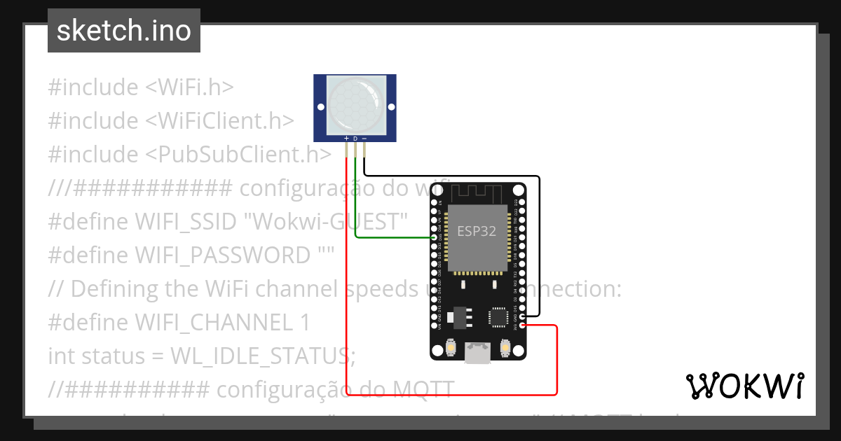 sensor de movimento - Wokwi ESP32, STM32, Arduino Simulator