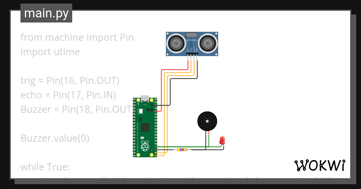 buzzer capteur utrason - Wokwi ESP32, STM32, Arduino Simulator