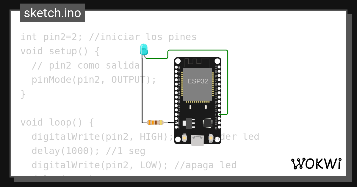 P1 Encender Apagar Led Wokwi Esp32 Stm32 Arduino Simulator