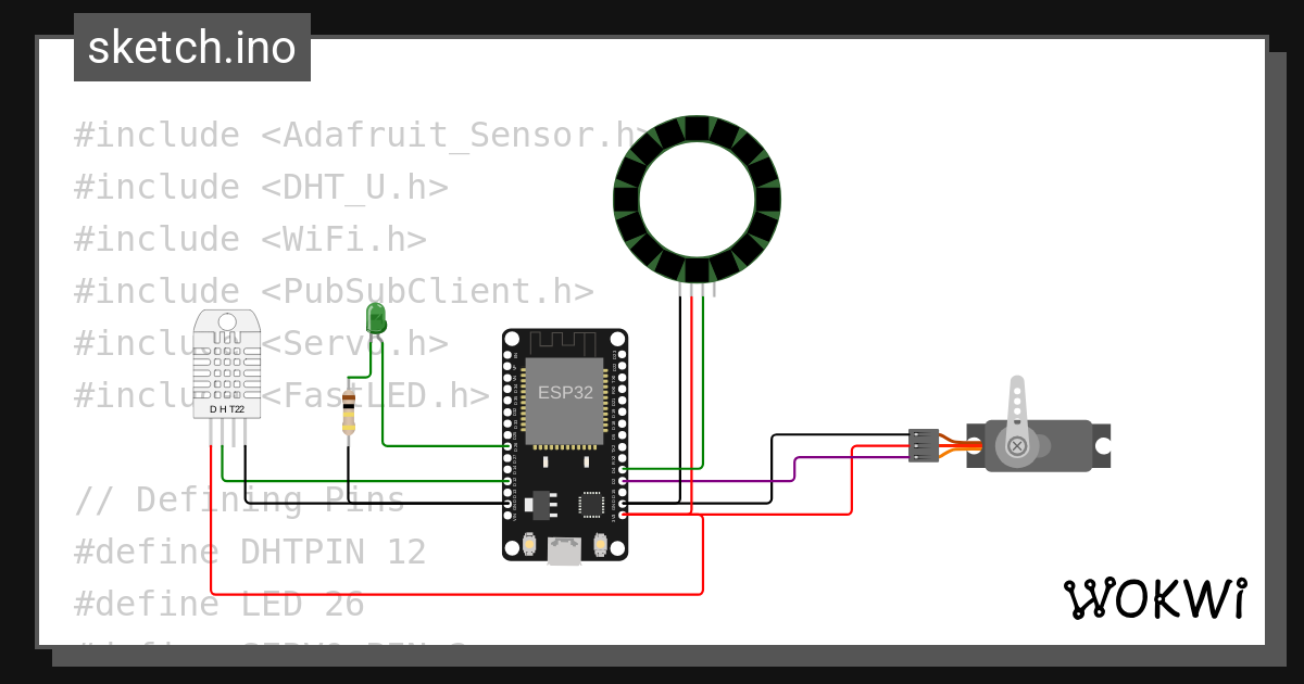 Esp32ledservodhtledstrip Wokwi Esp32 Stm32 Arduino Simulator
