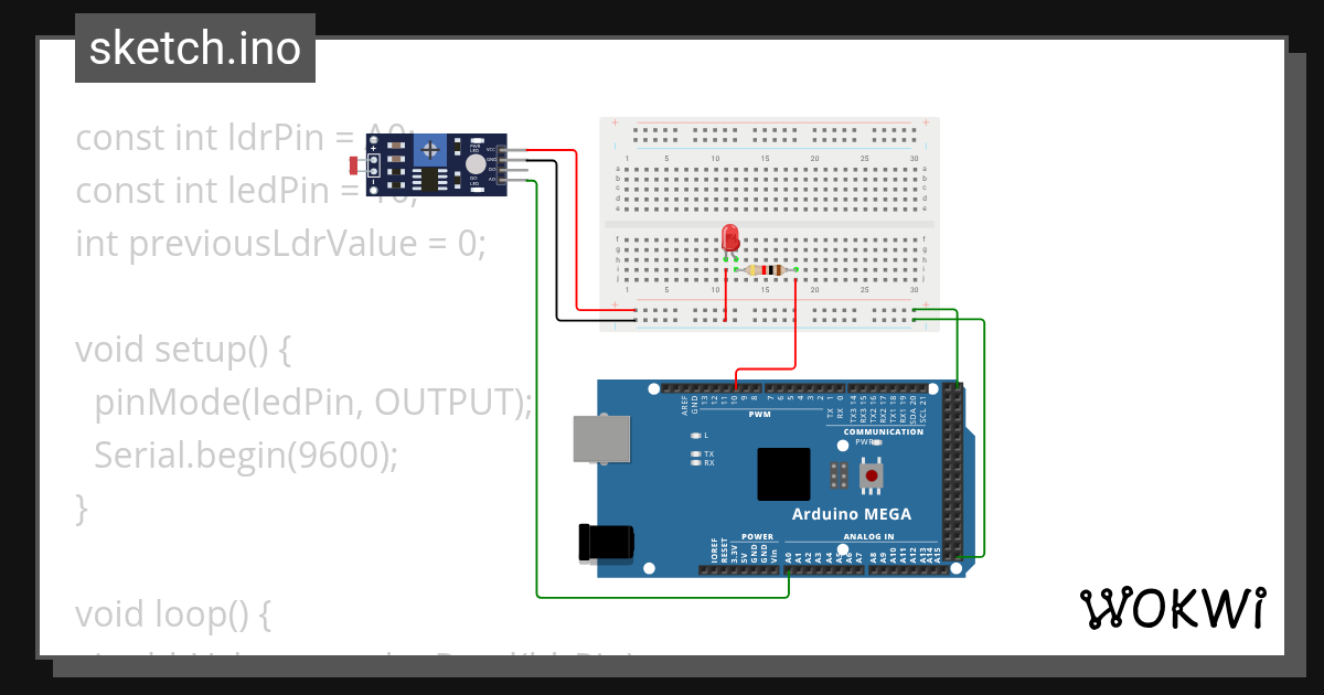 ldr in serial monitor - Wokwi ESP32, STM32, Arduino Simulator