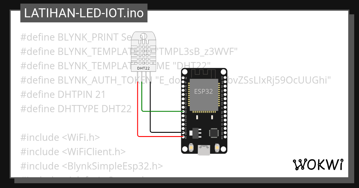 Blynk DHT22 - Wokwi ESP32, STM32, Arduino Simulator