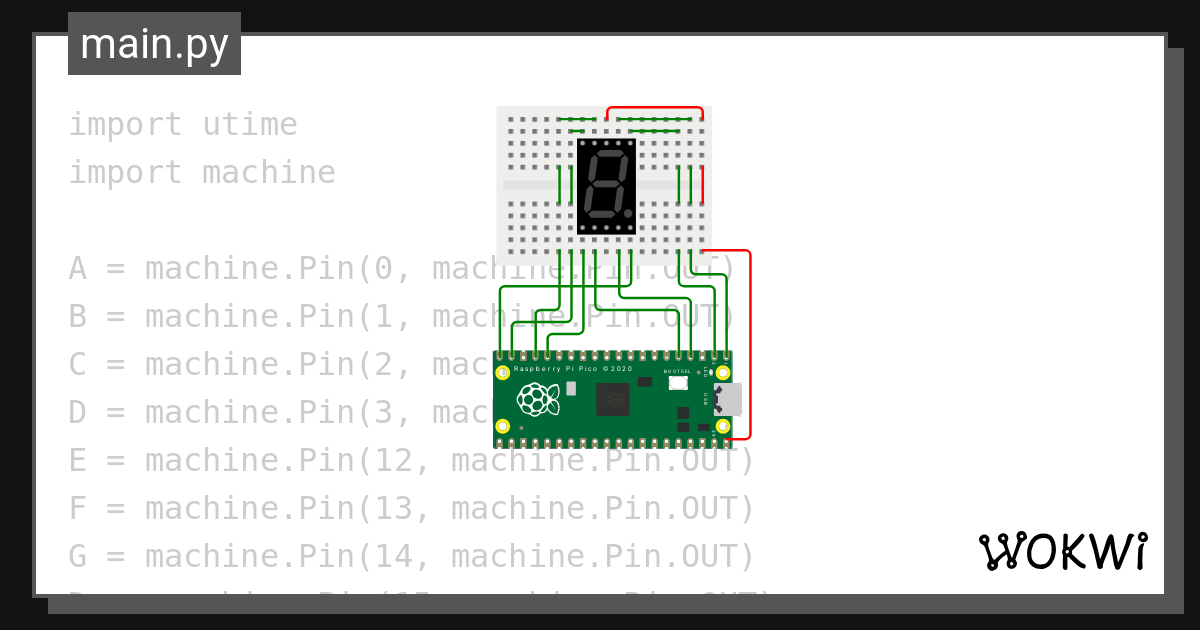 7 Segmentos Básico Wokwi Esp32 Stm32 Arduino Simulator