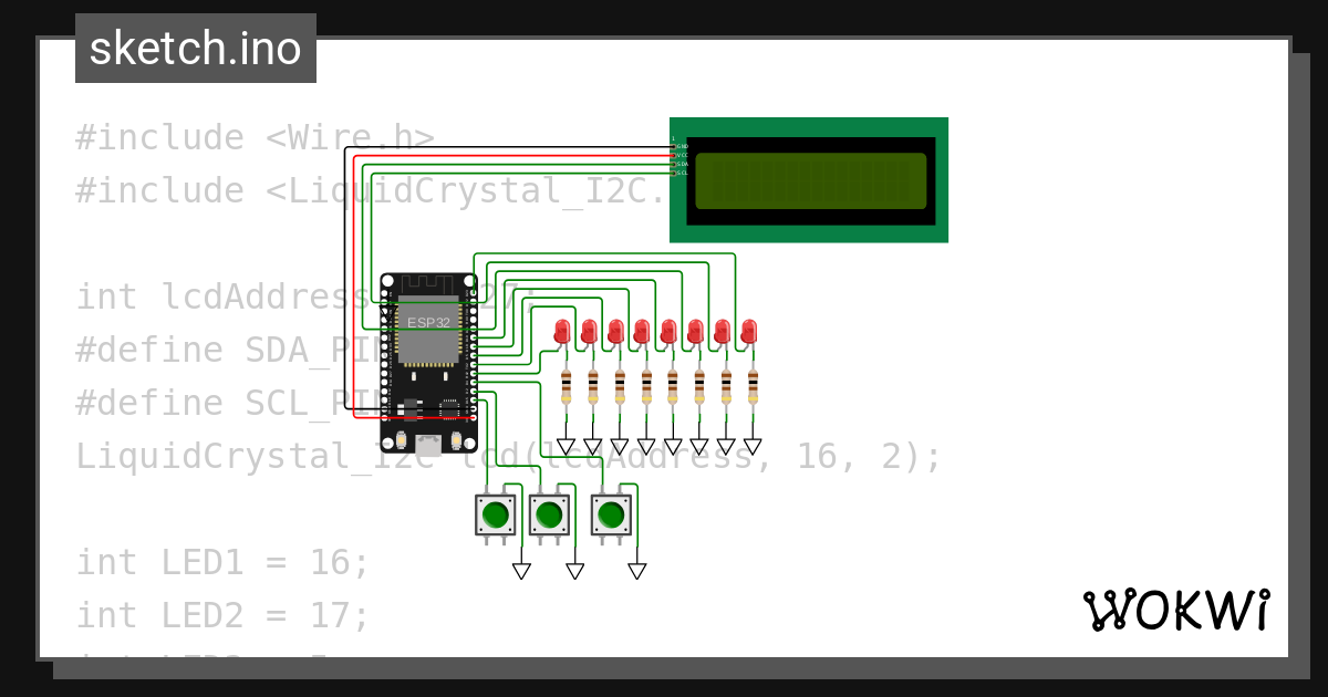8leds Con Lcd Wokwi Esp32 Stm32 Arduino Simulator
