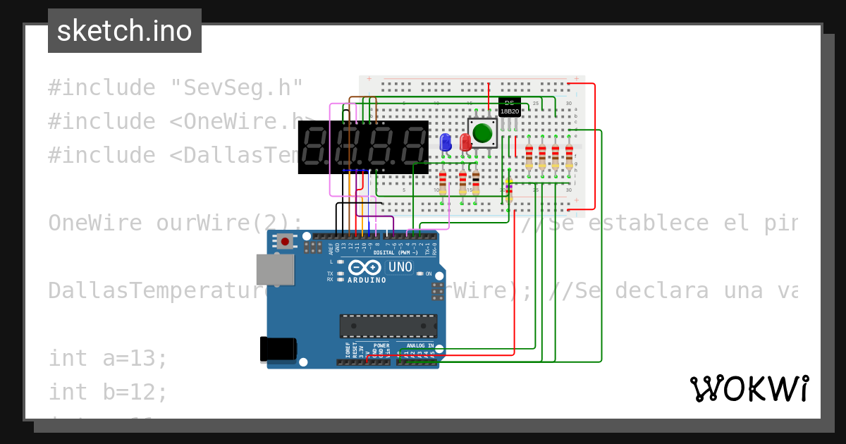 Temp Display7 Wokwi Esp32 Stm32 Arduino Simulator 0220