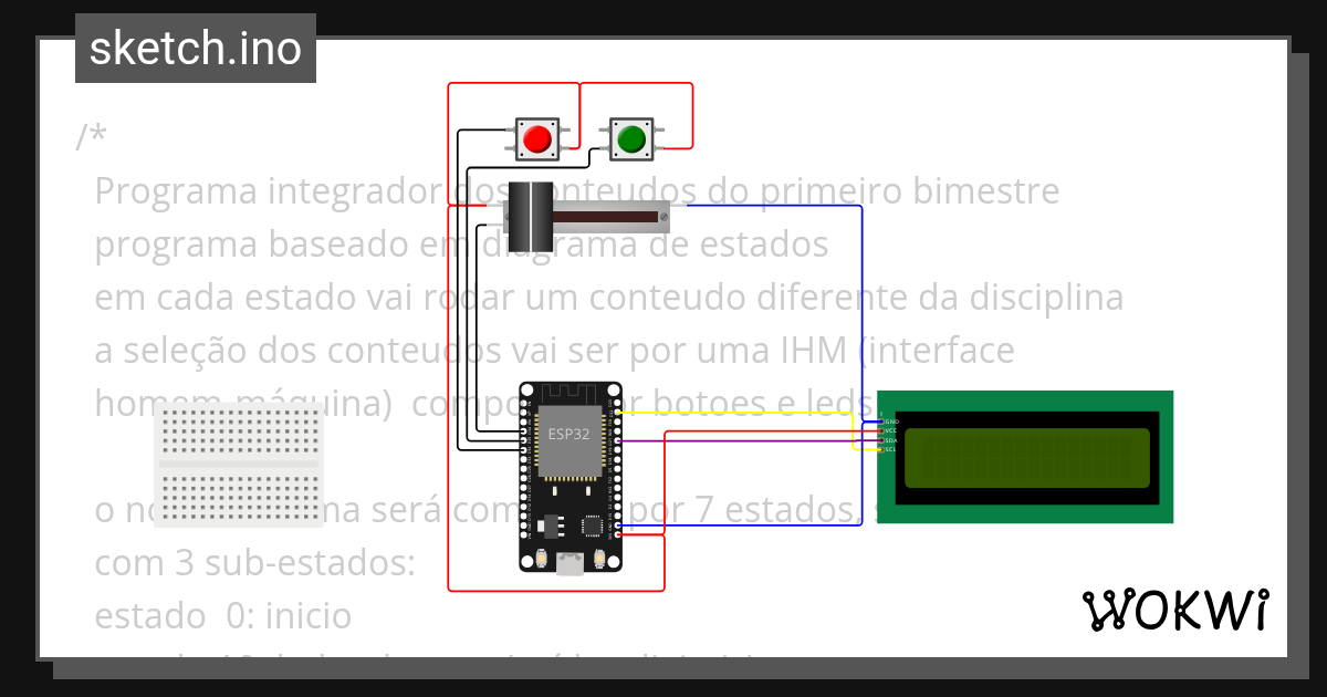 display lcd i2c esp32 parte 1 Copy (7) - Wokwi ESP32, STM32, Arduino Simulator