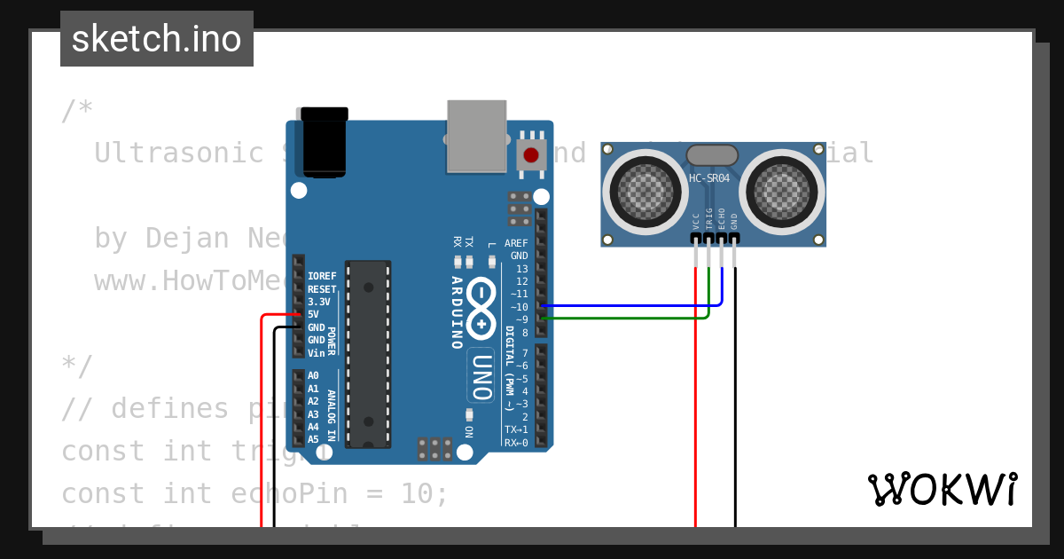 Ultrasonic Sensor Wokwi Esp32 Stm32 Arduino Simulator