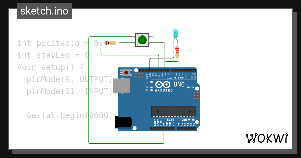 Tlačidlo Blikanie Wokwi Esp32 Stm32 Arduino Simulator