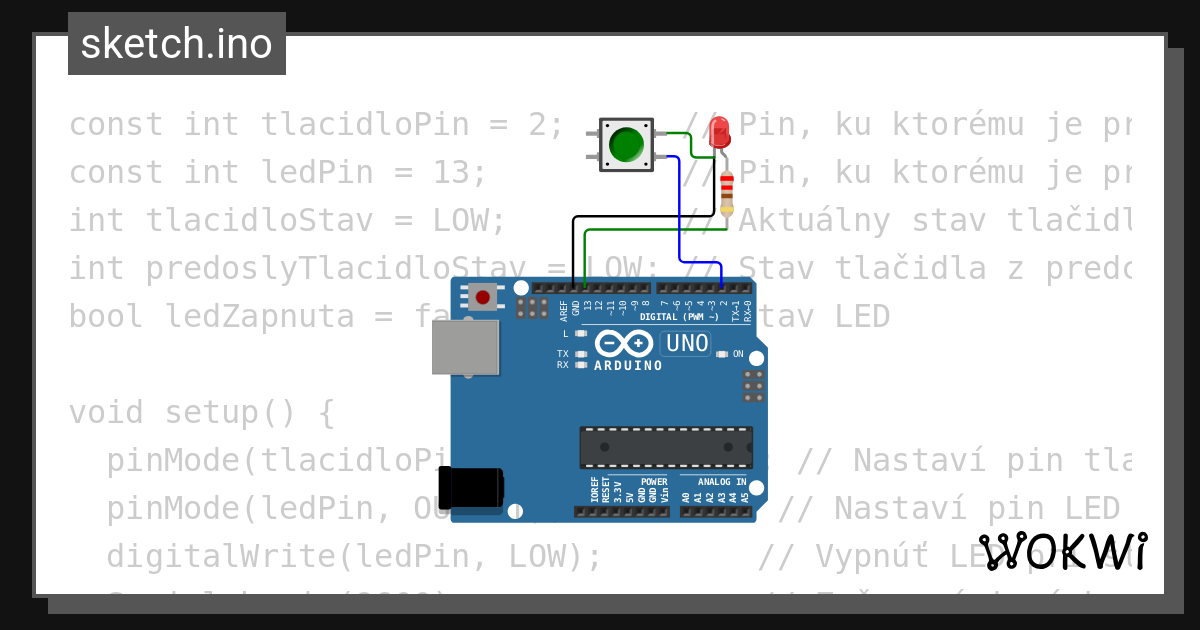 19102023 Vypínač A Zapínač Ledky Wokwi Esp32 Stm32 Arduino Simulator 6008