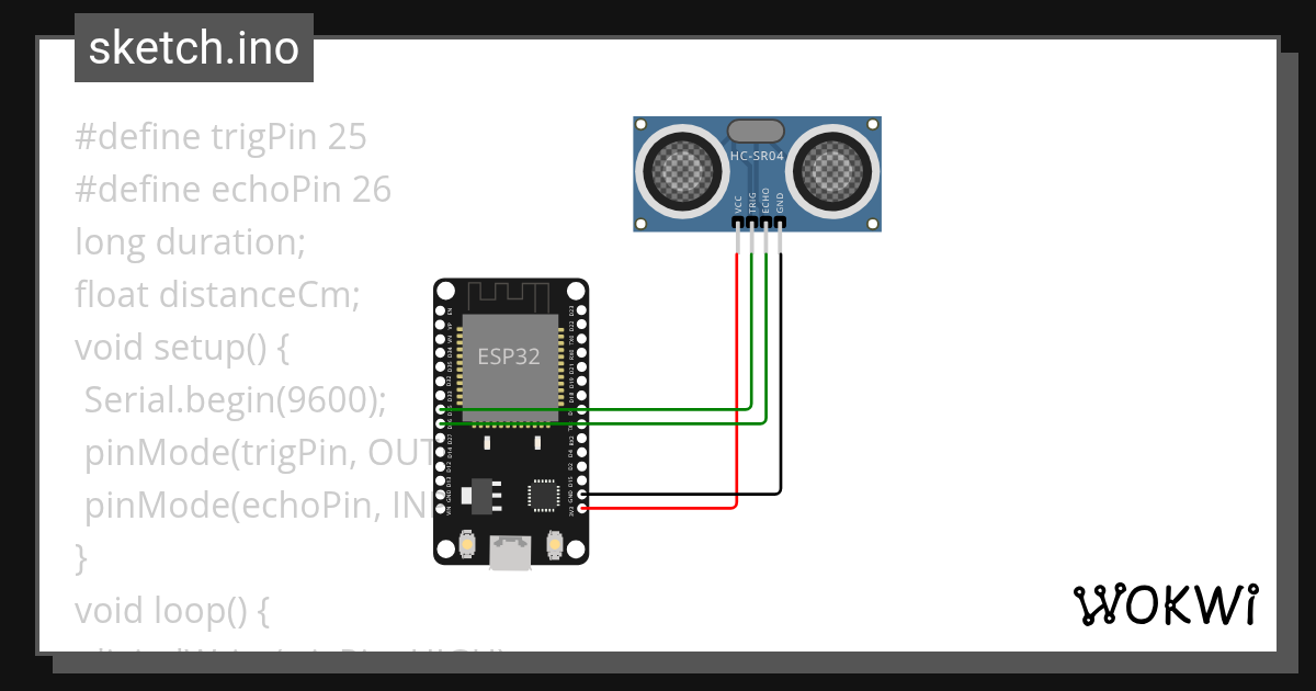Ultra Sonic Sensor Wokwi Esp32 Stm32 Arduino Simulator 7559