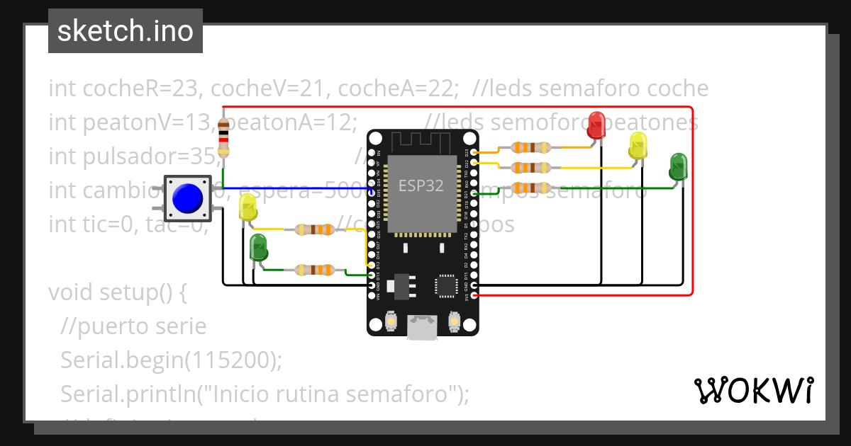 Semaforo 1 - Wokwi ESP32, STM32, Arduino Simulator