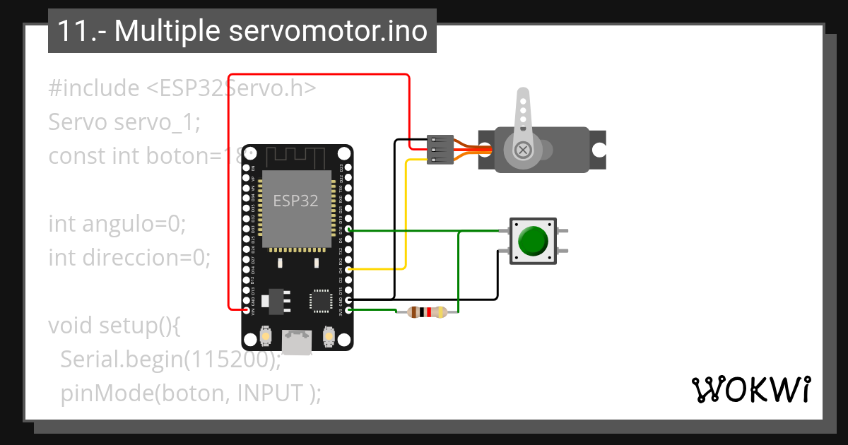 Servomotore Direccion Boton Wokwi Esp32 Stm32 Arduino Simulator 