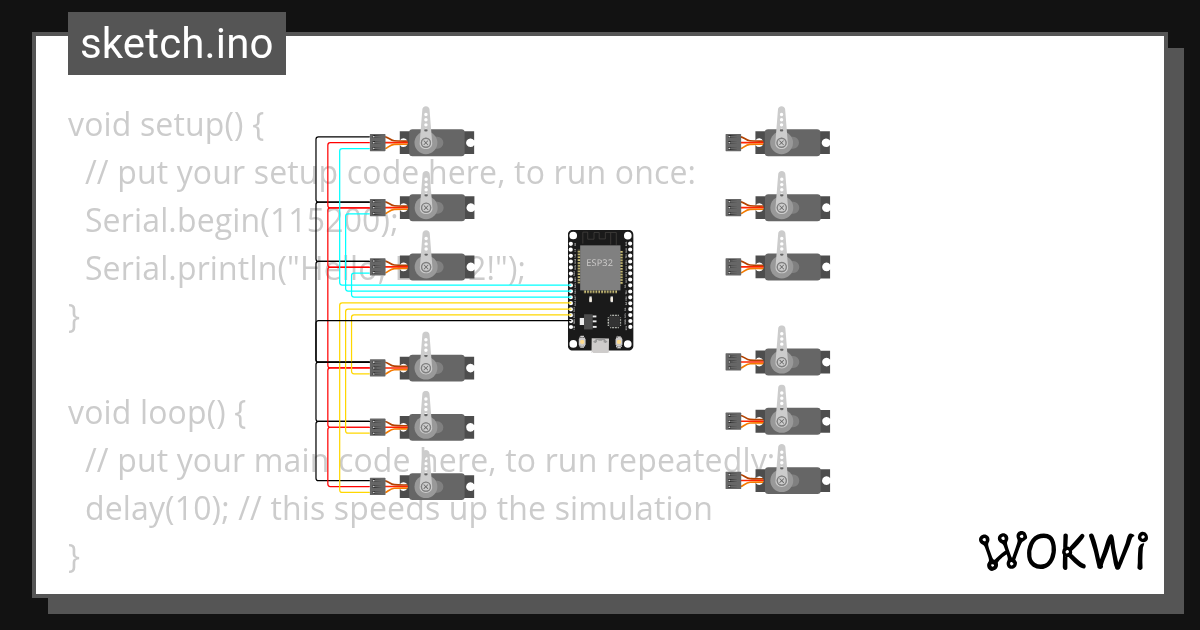 Dog small quadruped - Wokwi ESP32, STM32, Arduino Simulator