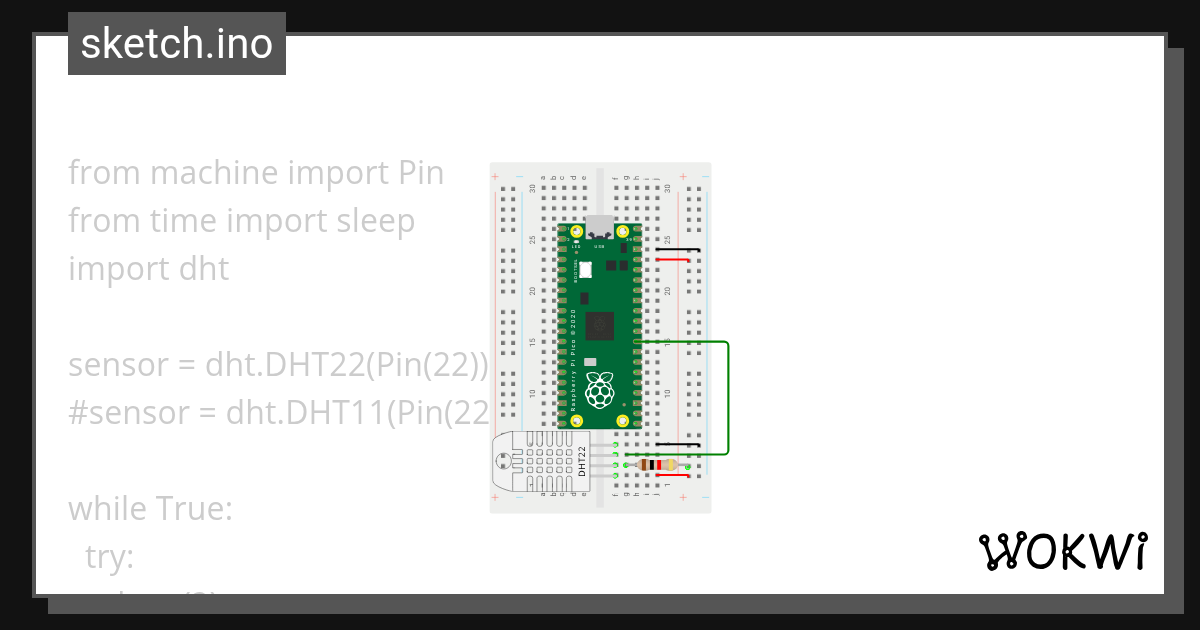 DHT Sensor.py - Wokwi ESP32, STM32, Arduino Simulator