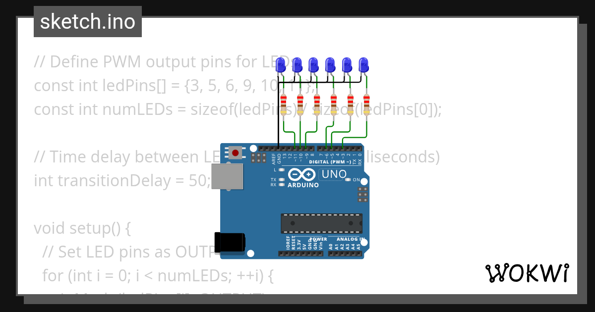 6x PWM LED Copy - Wokwi ESP32, STM32, Arduino Simulator