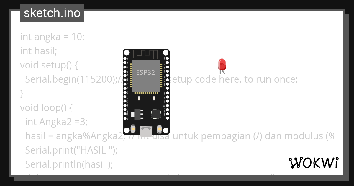 int pembagian modulus - Wokwi ESP32, STM32, Arduino Simulator int pembagian modulus - Wokwi ESP32, STM32, Arduino Simulator