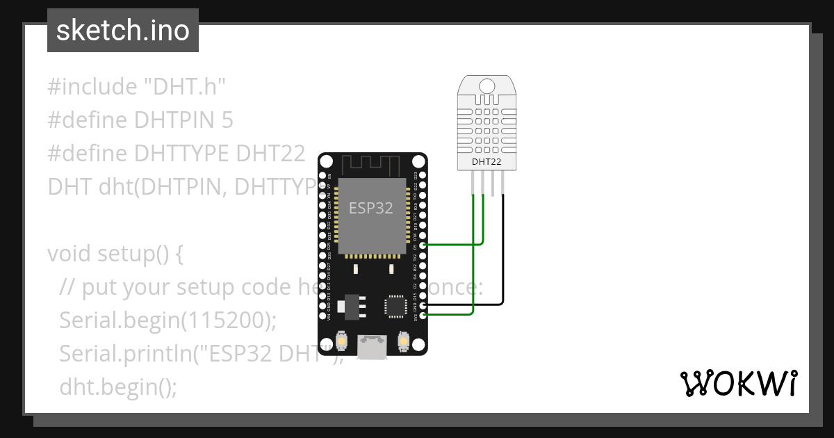 ESP32 DHT - Wokwi ESP32, STM32, Arduino Simulator