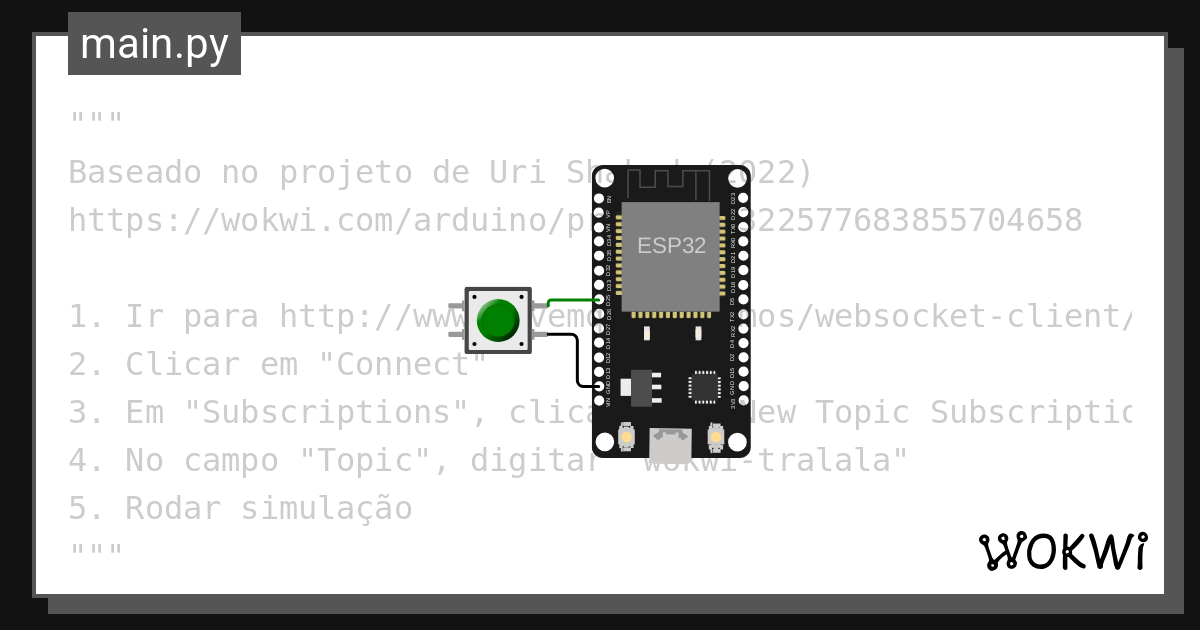 Mqtt Botão Wokwi Esp32 Stm32 Arduino Simulator 2551