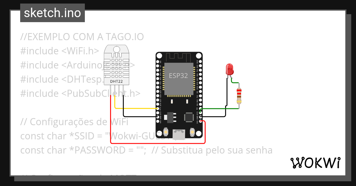 Coleta Temperatura e Umidade - Tago - Minicurso Fatec - Wokwi ESP32, STM32, Arduino Simulator