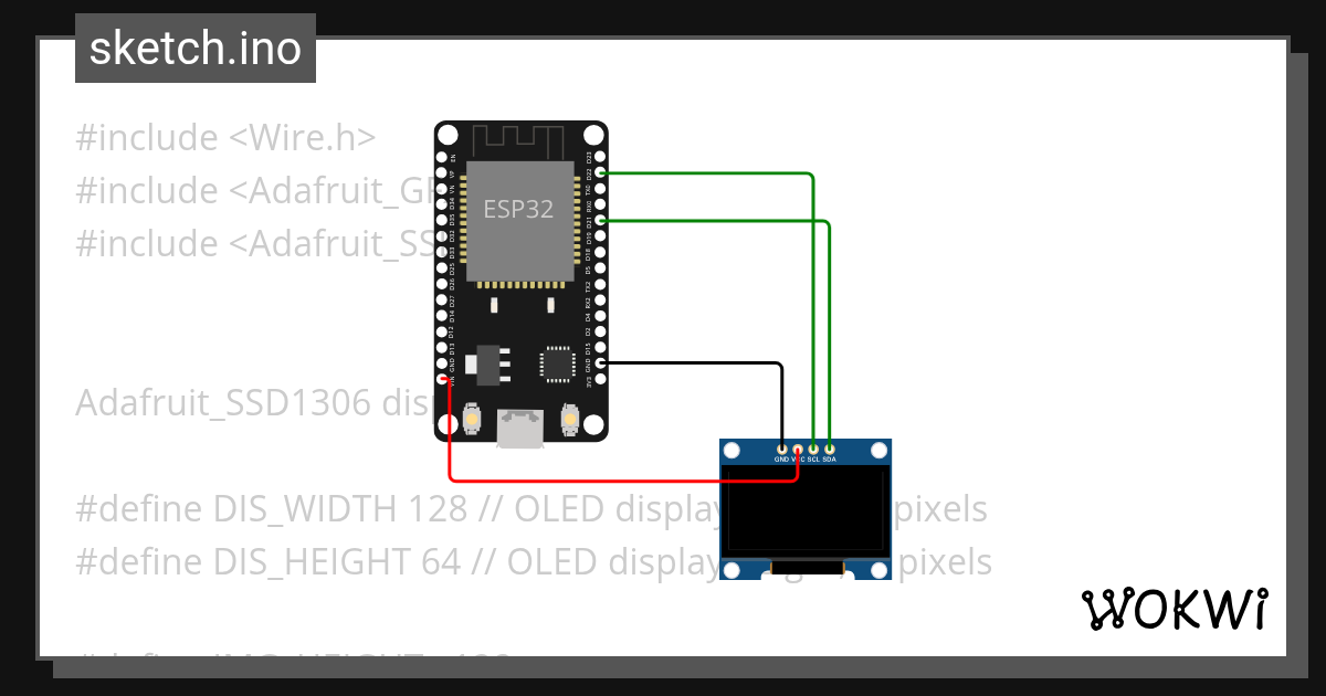Pantalla OLED - Wokwi ESP32, STM32, Arduino Simulator