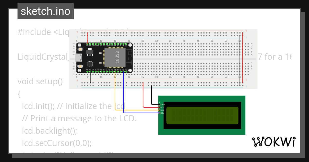 LCD(I2C) - Wokwi ESP32, STM32, Arduino Simulator