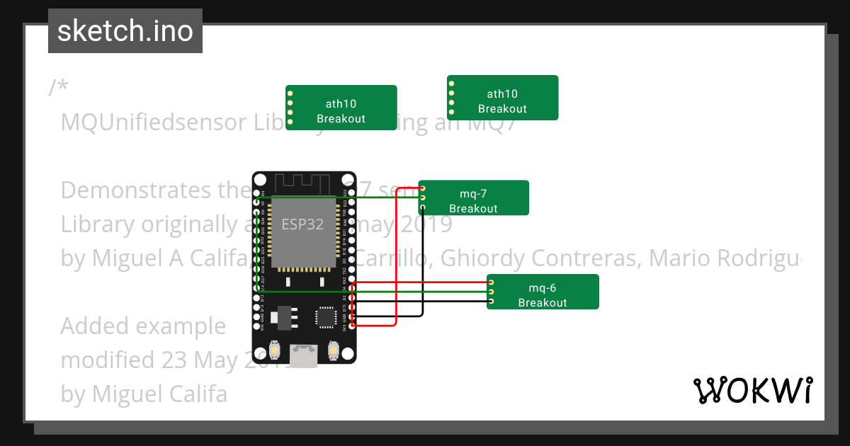 MQ7/MQ4 ATH10 - Wokwi ESP32, STM32, Arduino Simulator