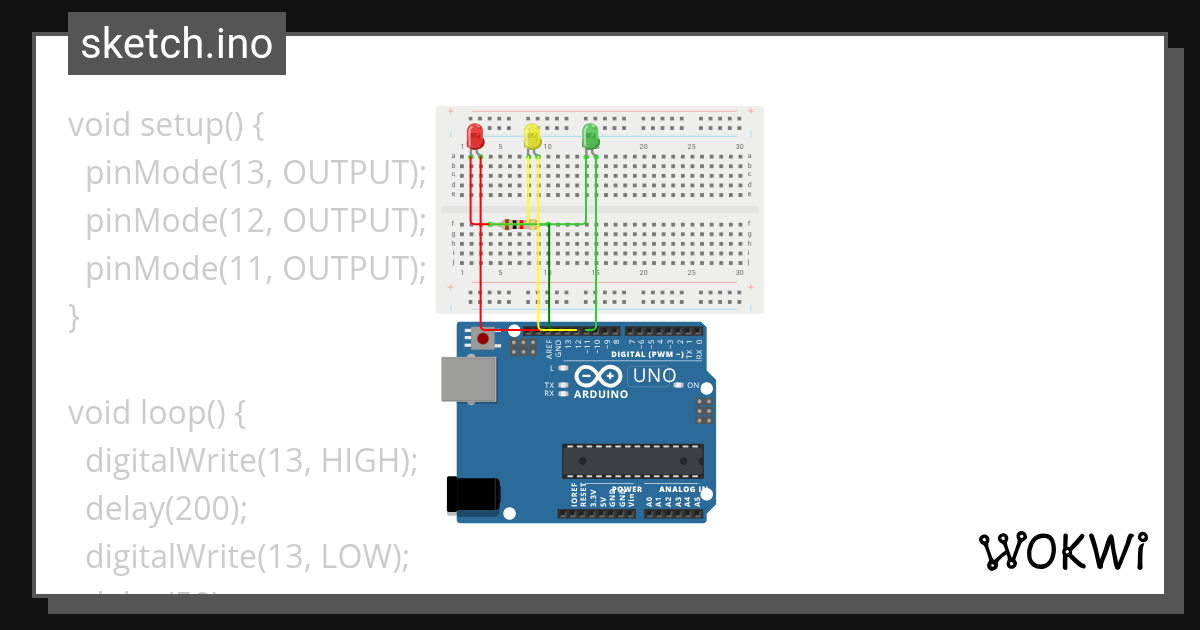 LED 4 SOS - Wokwi ESP32, STM32, Arduino Simulator